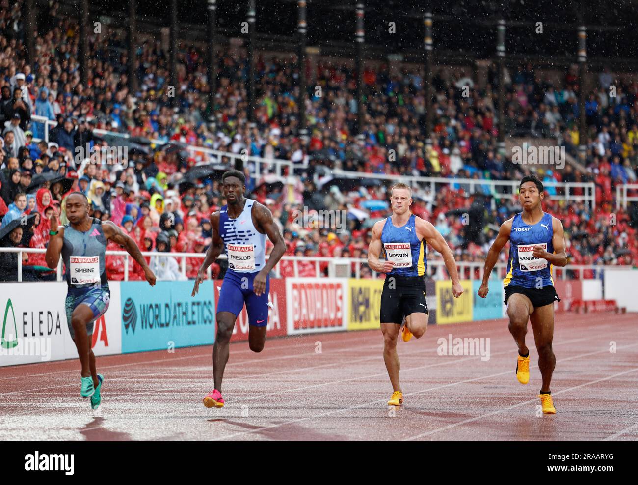 South Africa's Akani Simbine, Great Britain's Reece Prescod, Sweden's ...
