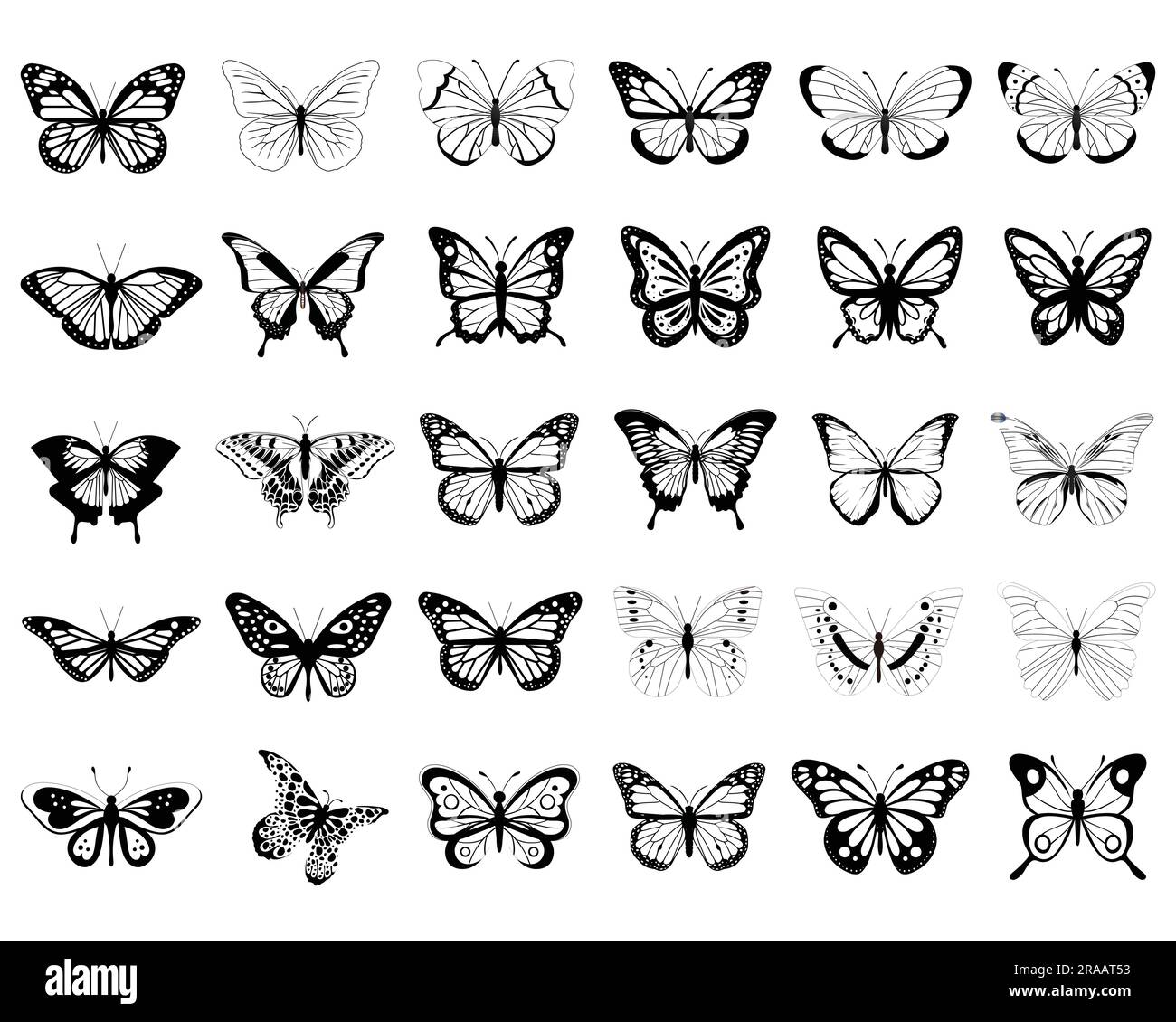 Set of Butterfly Silhouette Stock Vector Image & Art - Alamy