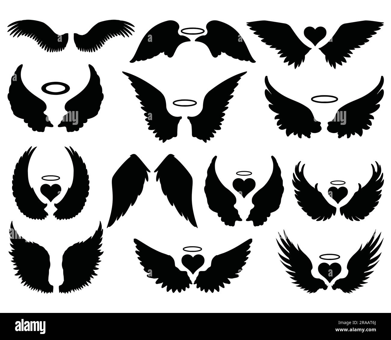 Set of Angle Wings Silhouette Stock Vector Image & Art - Alamy