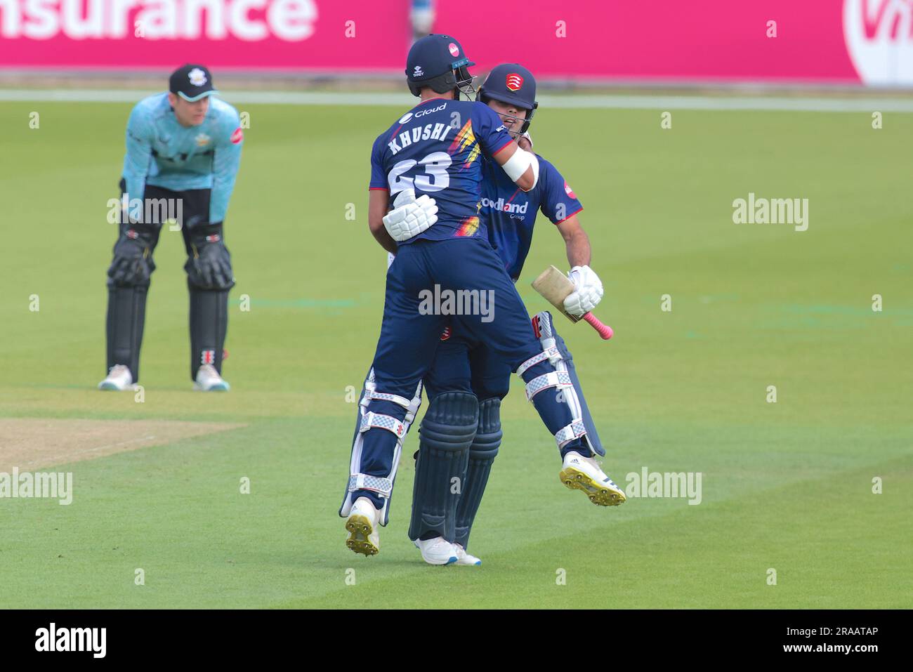 London, UK. 2nd July, 2023. Essex's Feroze Khushi celebrates after his ...
