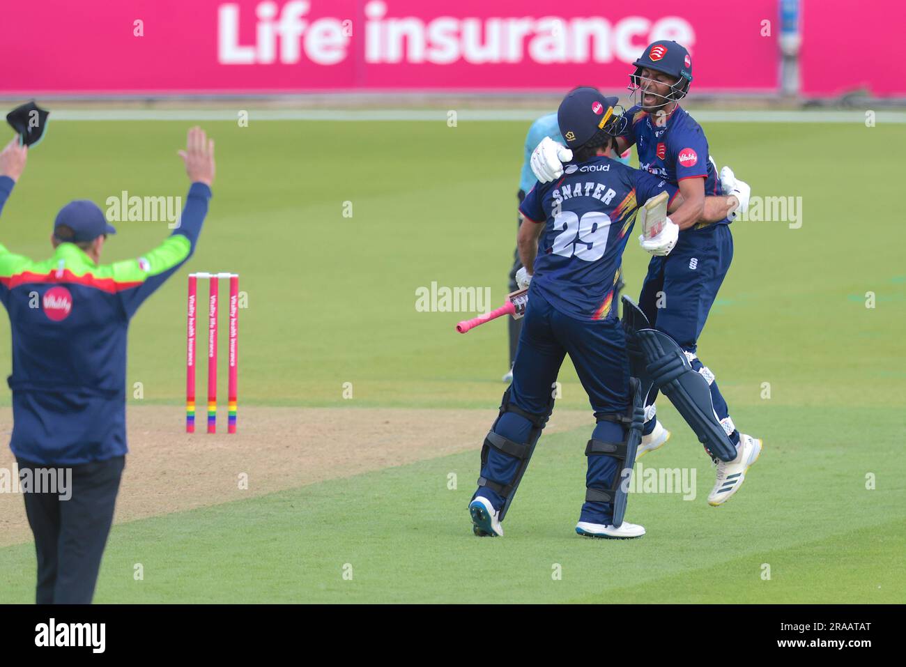 London, UK. 2nd July, 2023. Essex's Feroze Khushi celebrates after his ...