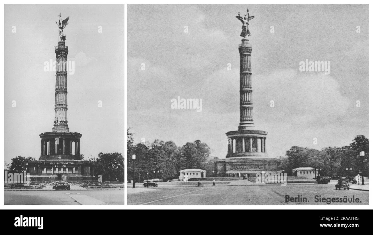 Archival 2 photos of Berlin Victory Column prewar 1930s and afterwar ...