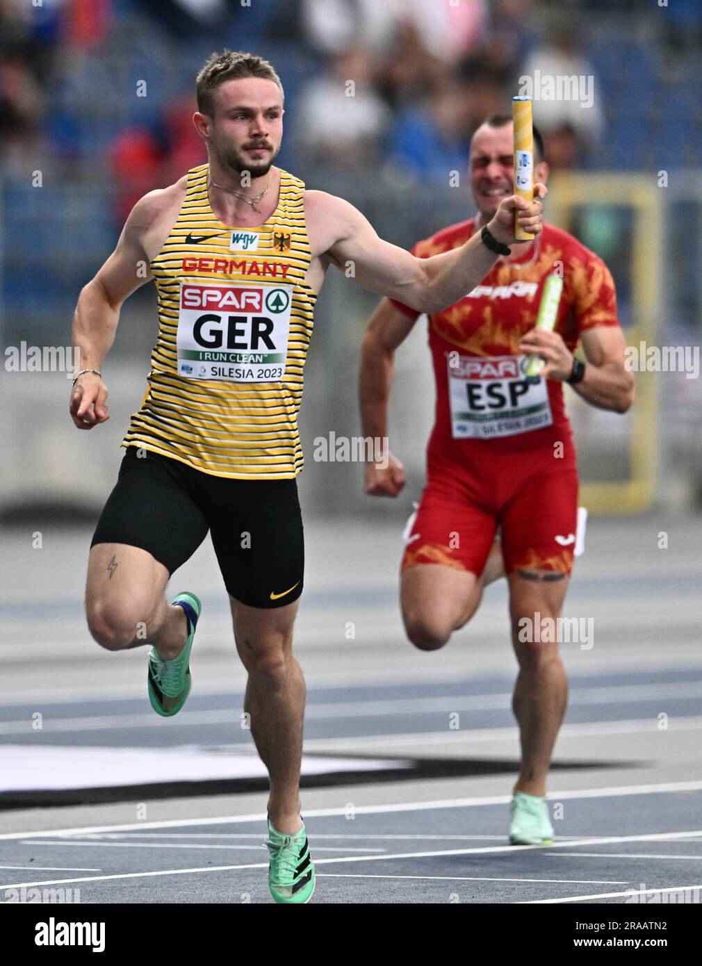 CHORZOW, POLAND - JUNE 24: (L) Yannick Wolf of Germany win’s the Men's ...