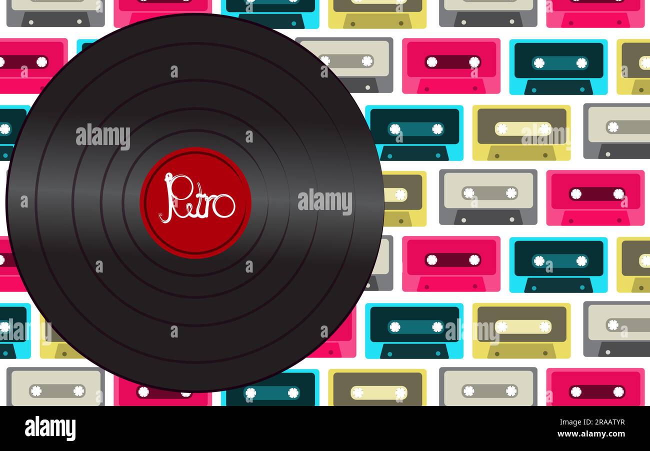 Black shiny vinyl musical analogue retro old hipster vintage gramophone ...