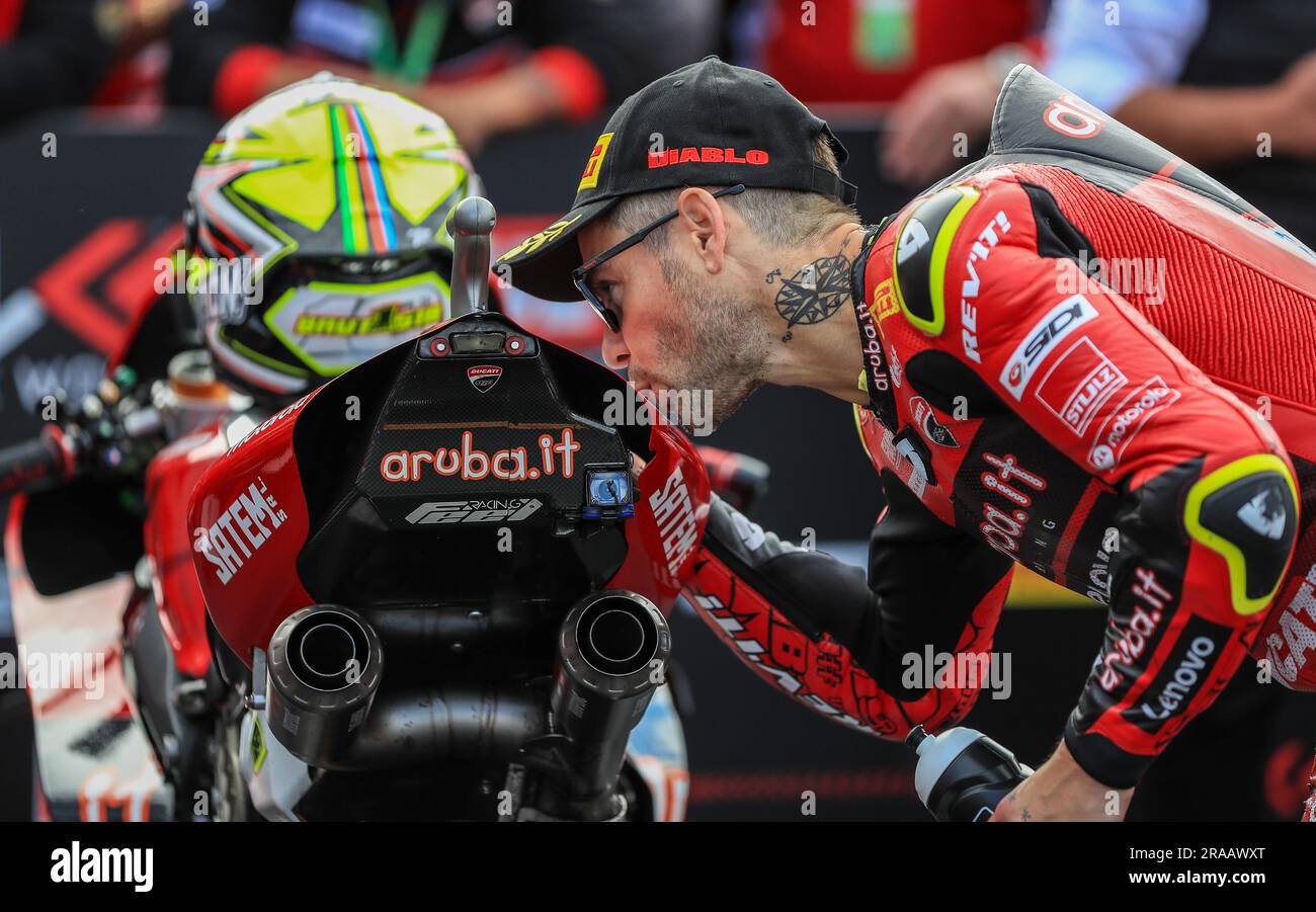 Aruba.It Racing Ducati rider Alvaro Bautista kisses his bike in parc ...