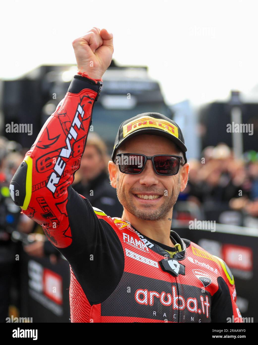 Aruba.It Racing Ducati rider Alvaro Bautista celebrates in parc ferme ...