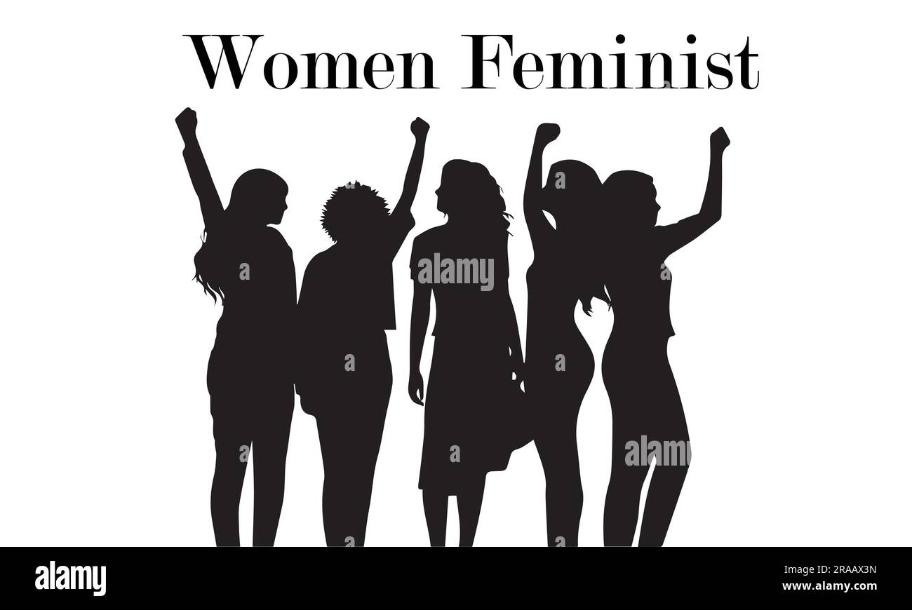 A Set Of Silhouette Women Feminist Vector Illustration Stock Vector