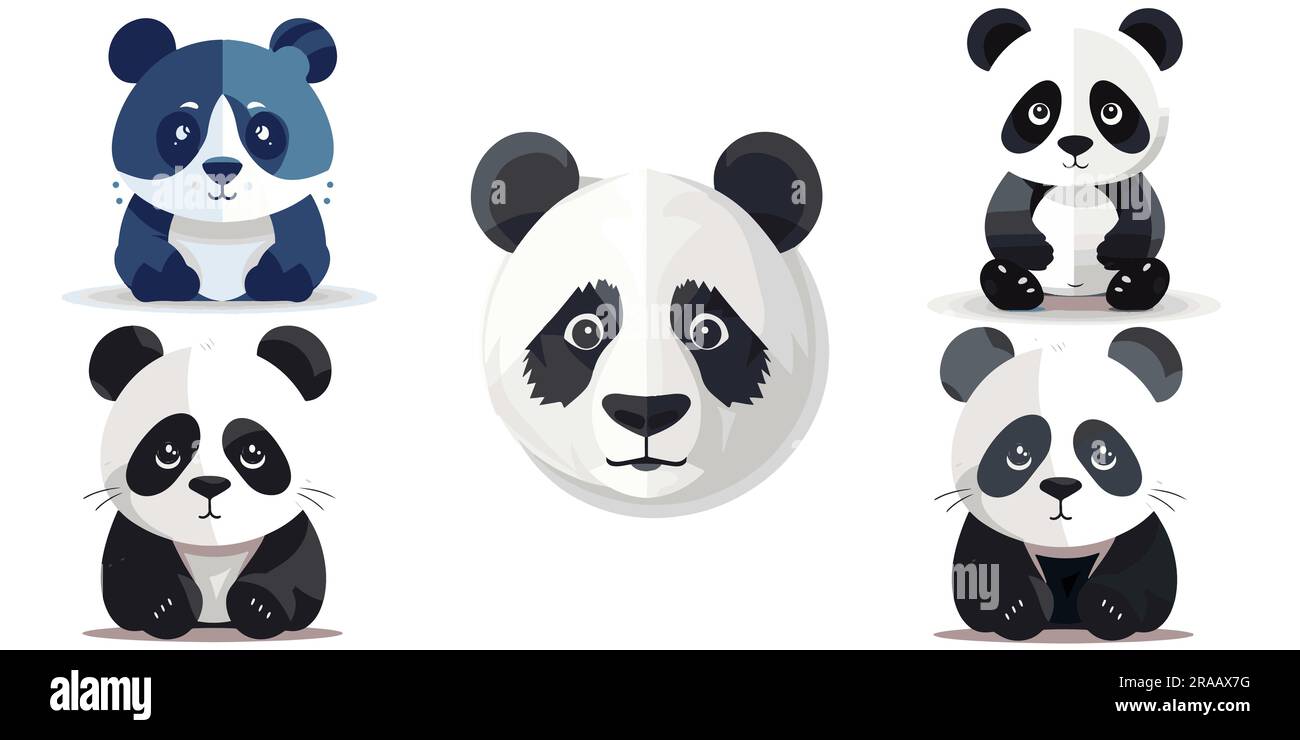 A set of Flat Panda Vector illustration Stock Vector Image & Art - Alamy