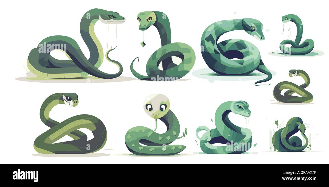 A set of Flat Snake Vector illustration Stock Vector Image & Art - Alamy