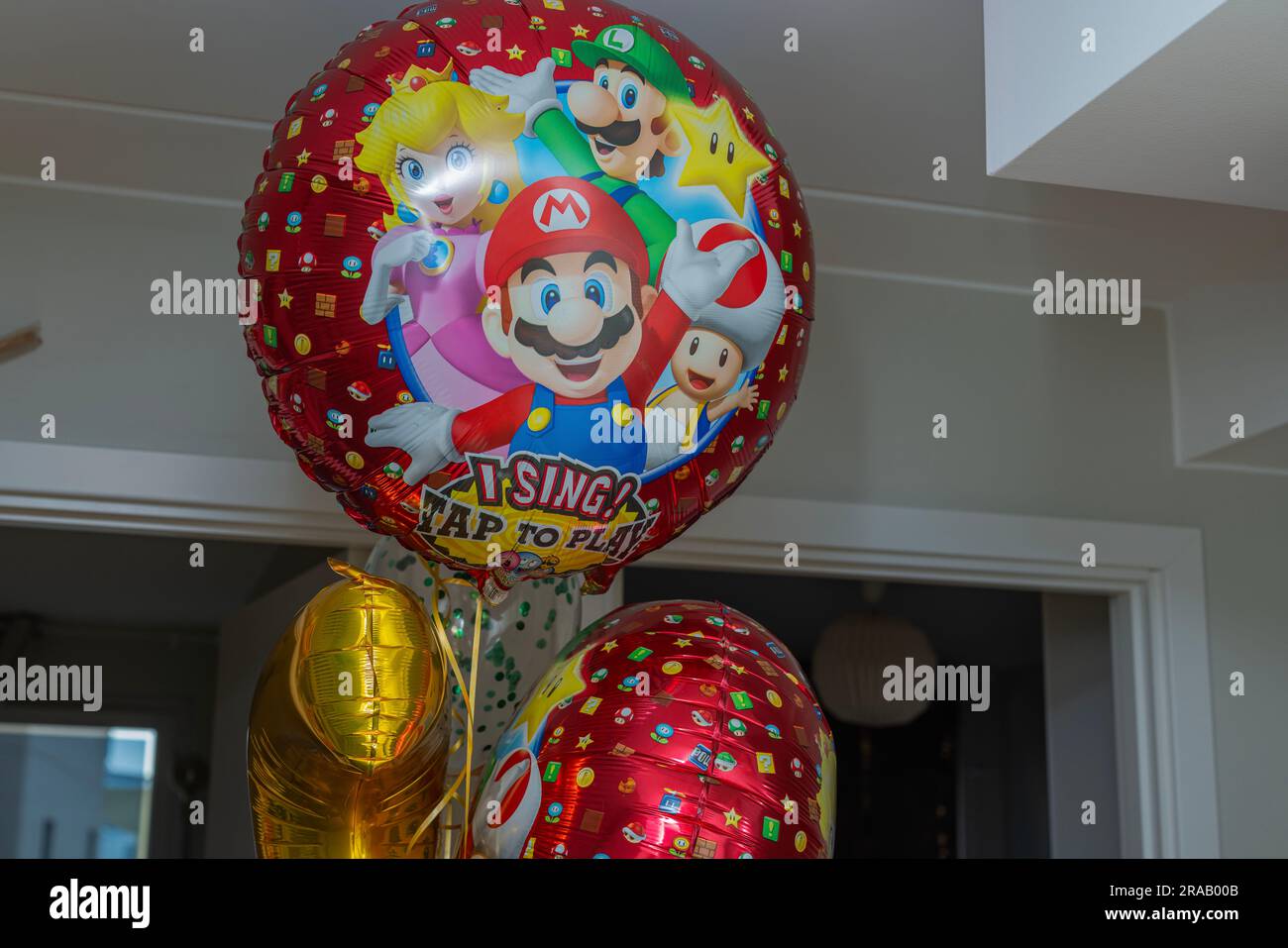 Beautiful view of large helium balloons with cartoon characters at ...