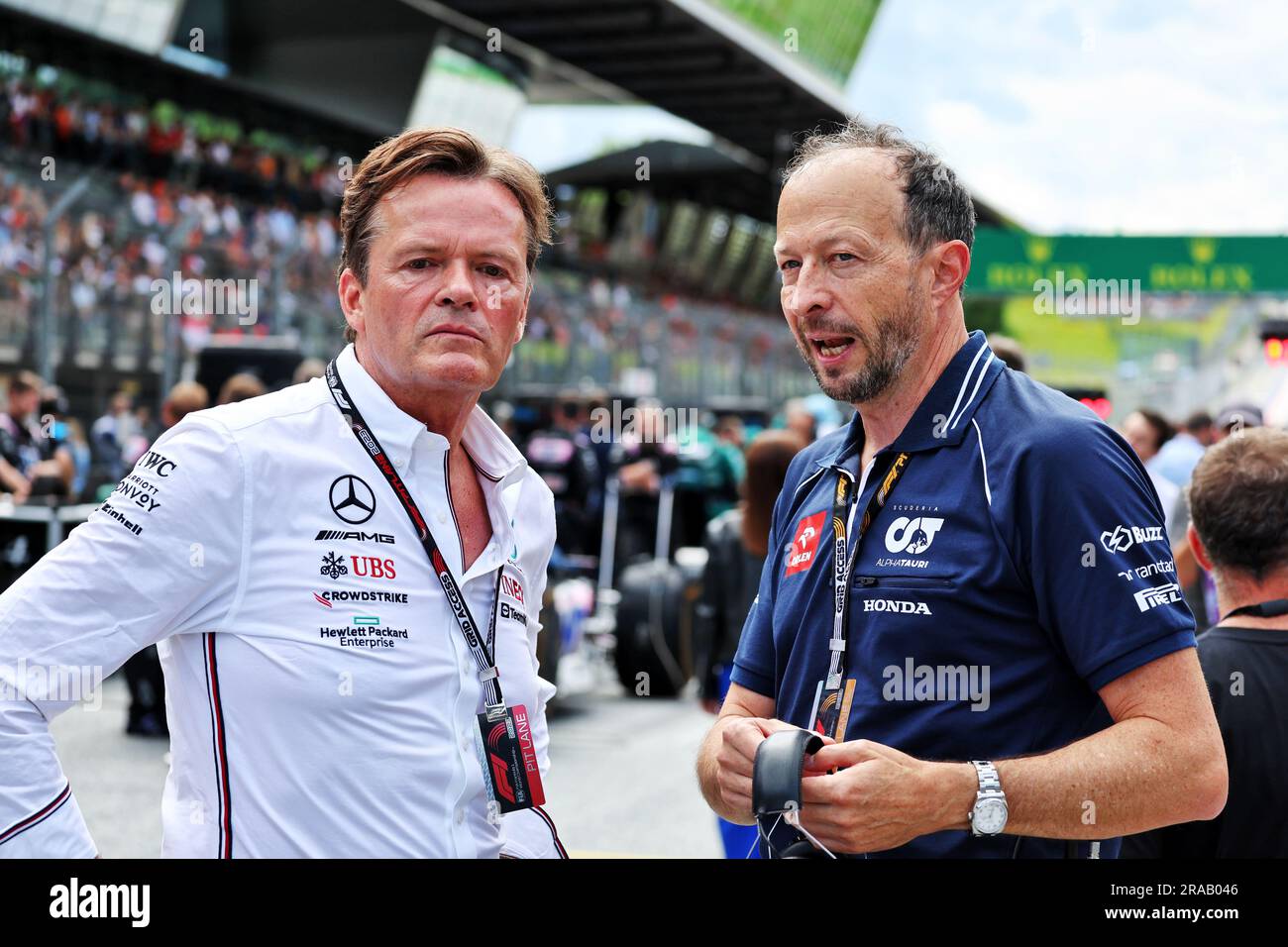 Spielberg, Austria. 02nd July, 2023. Peter Bayer, AlphaTauri Chief Executive Officer (Right) on ...