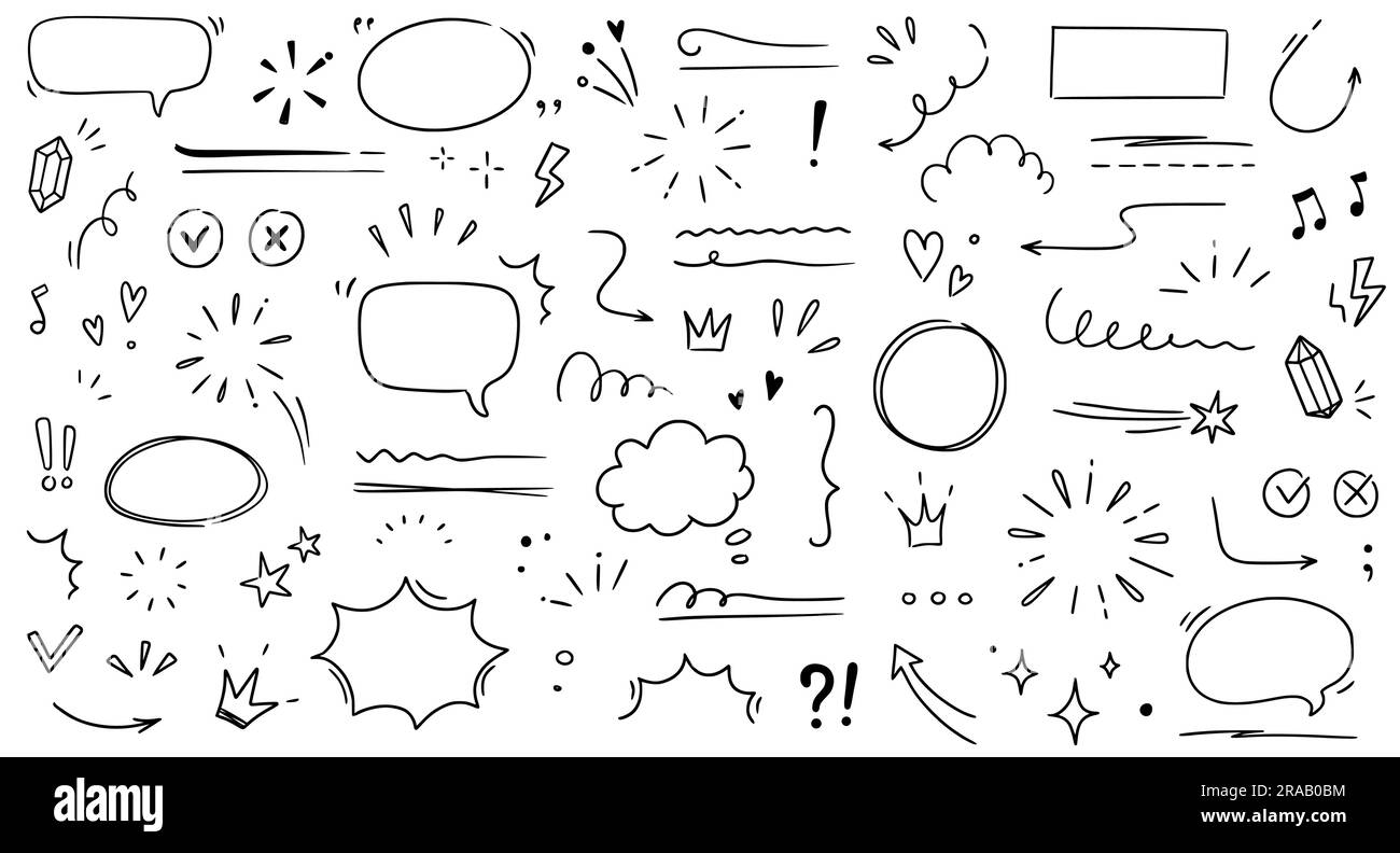 Hand drawn line highlight, speech bubble, brush underline. Text ...