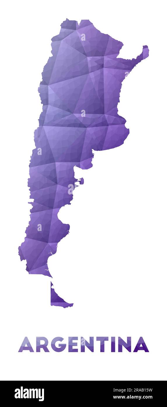 Map of Argentina. Low poly illustration of the country. Purple geometric design. Polygonal ...