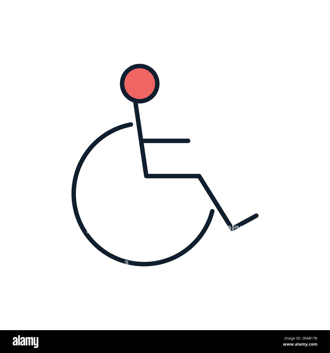Disabled related vector line icon. Disabled person in wheelchair linear ...