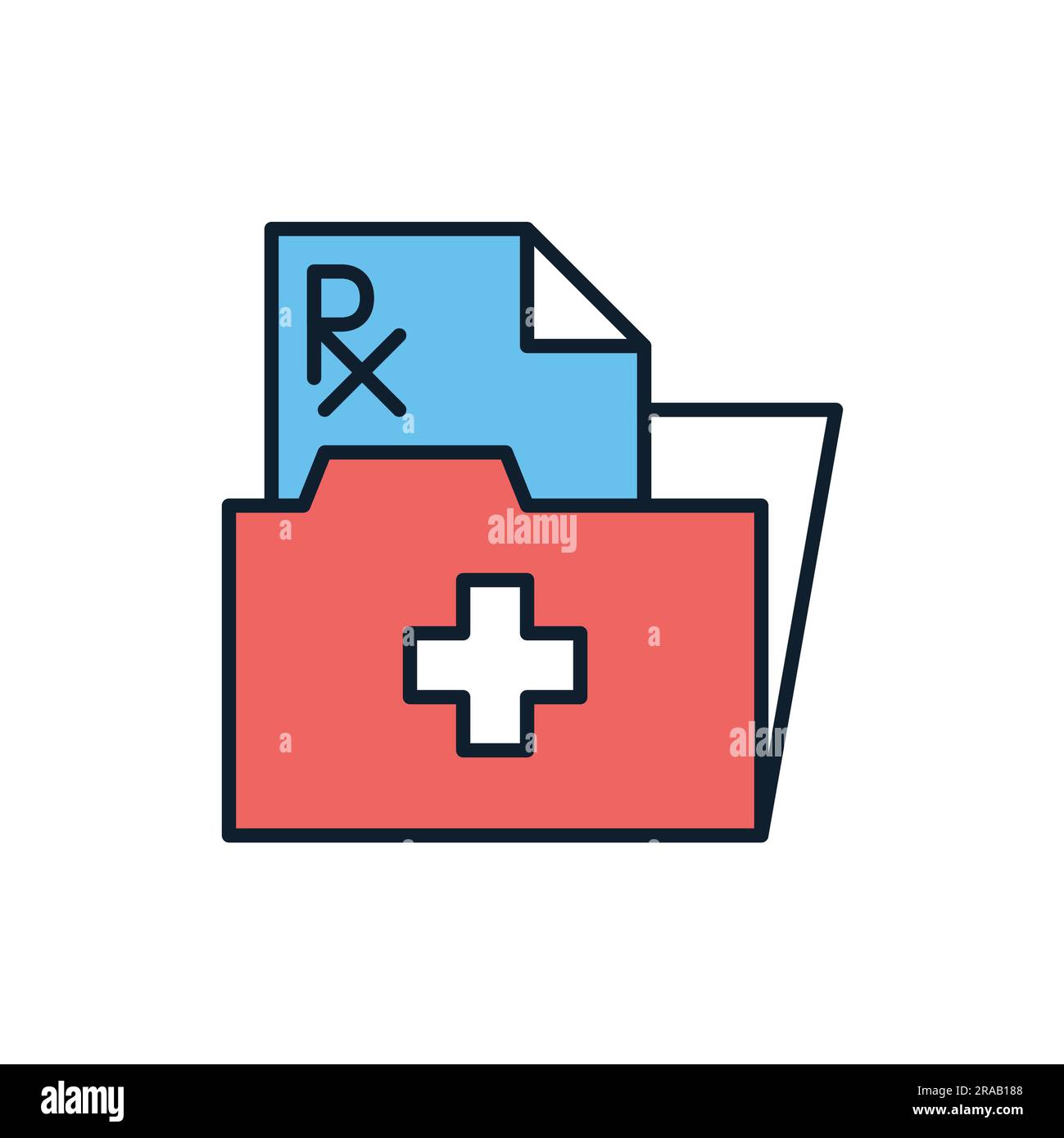 Prescription related vector line icon. Folder, sheet, paper Isolated on ...