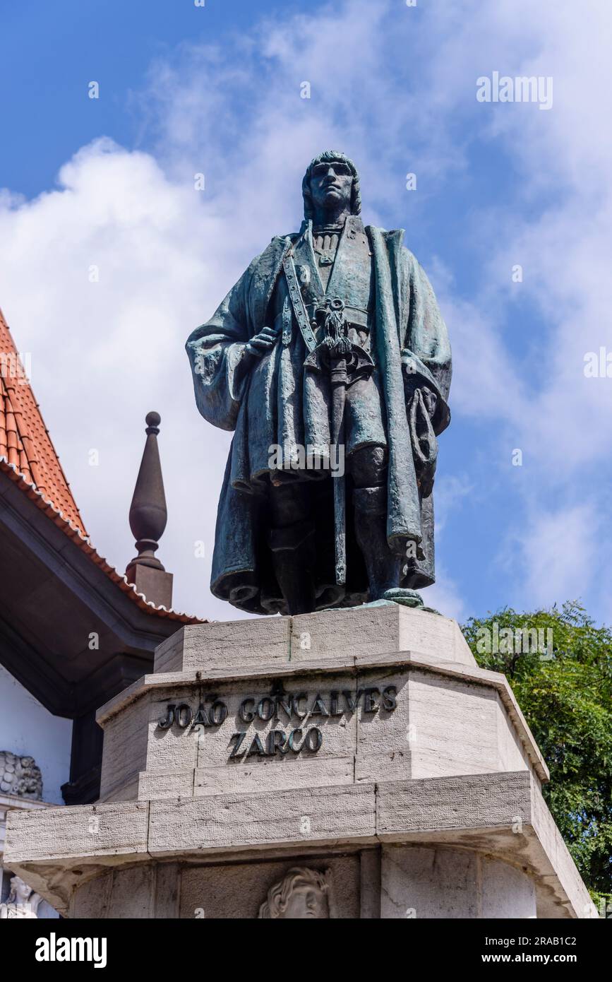 Bronze statue of Joao João Gonçalves Zarco (1425-1467), a Portuguese ...