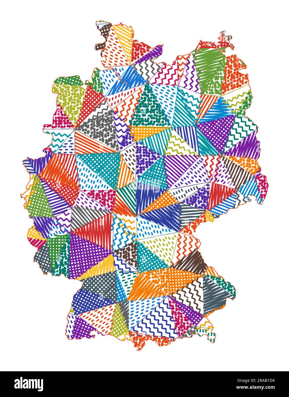 Kid style map of Germany. Hand drawn polygons in the shape of Germany. Vector illustration Stock ...