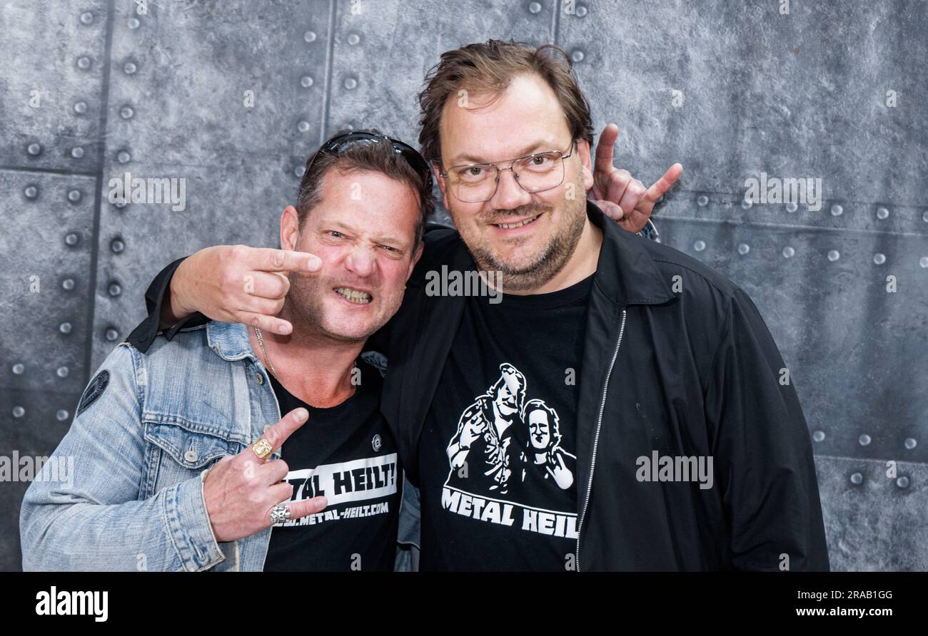 Hamburg, Germany. 02nd July, 2023. Actors Aurel Manthei (l) and Charly ...