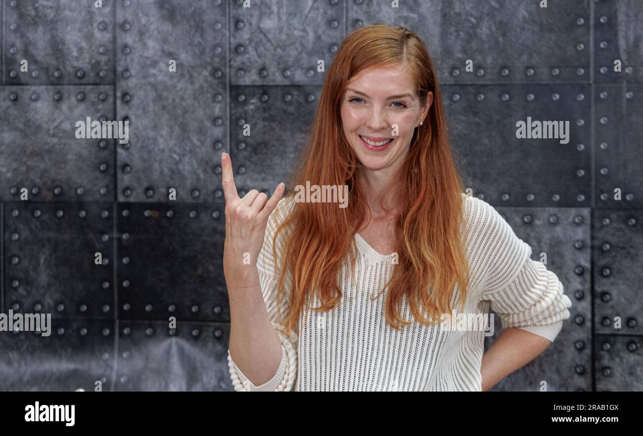 Hamburg, Germany. 02nd July, 2023. Actress Pheline Roggan stands on the red carpet before the ...
