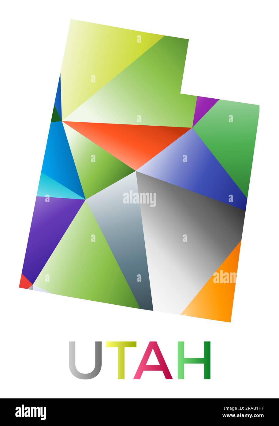 Bright colored Utah shape. Multicolor geometric style US state logo ...