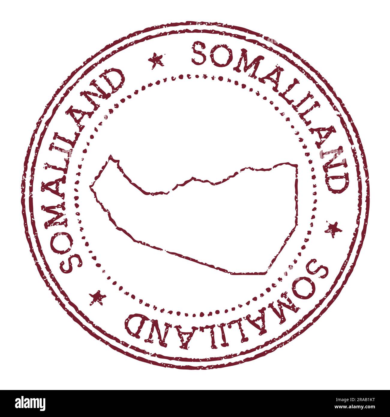 Somaliland round rubber stamp with country map. Vintage red passport ...