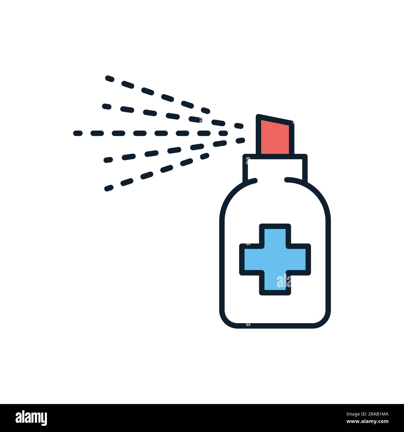 Medical alcohol spray disinfector related vector icon. Disinfector sign ...