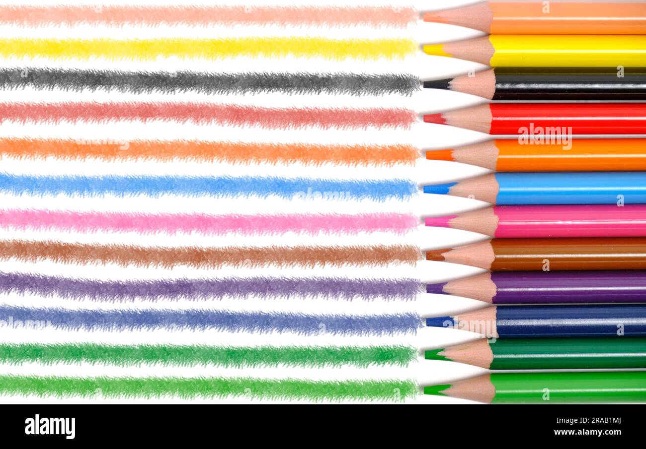 Set of colored pencils of twelve colors white background Stock Photo ...