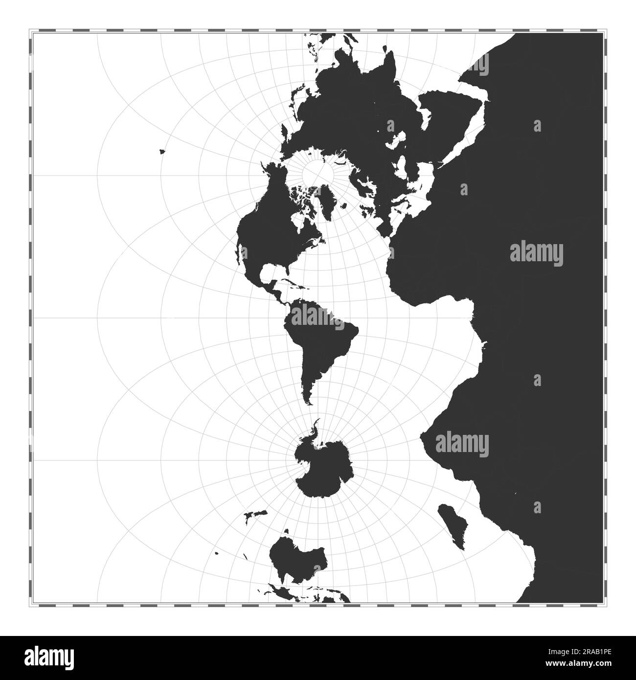 Vector World Map Transverse Spherical Mercator Projection Plain World
