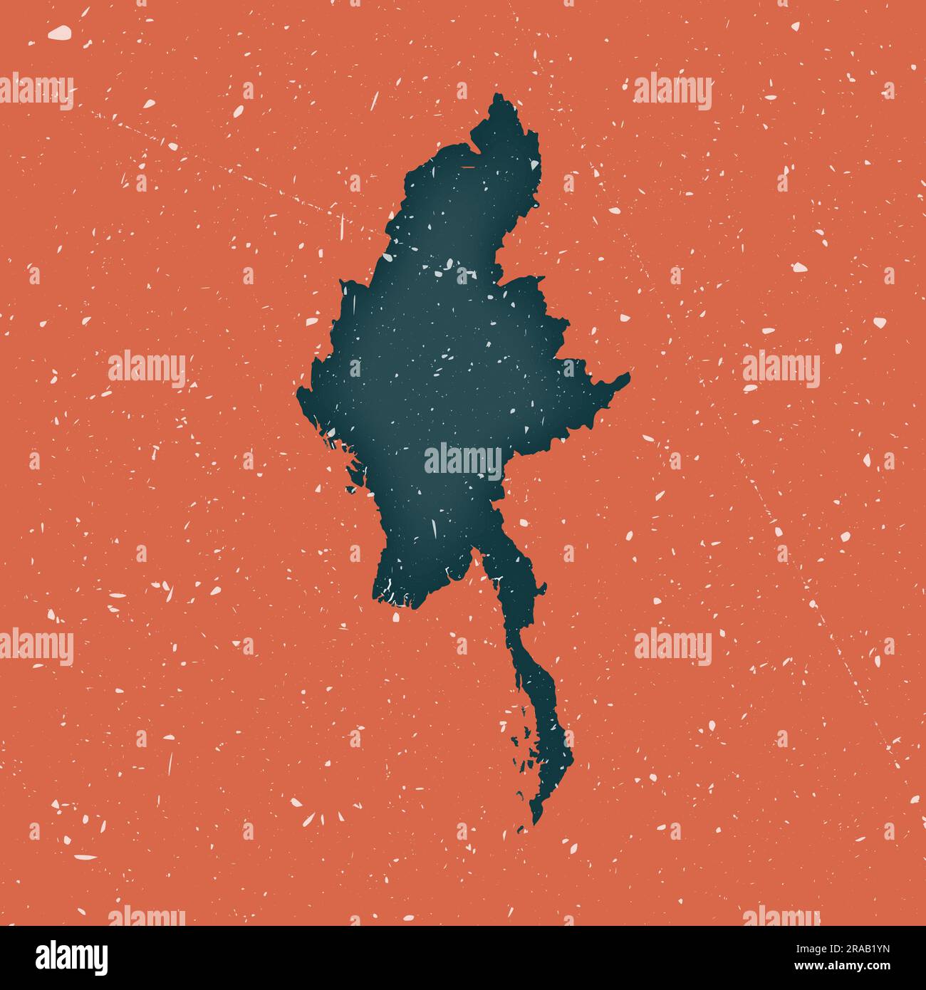 Myanmar vintage map. Grunge map of the country with distressed texture ...