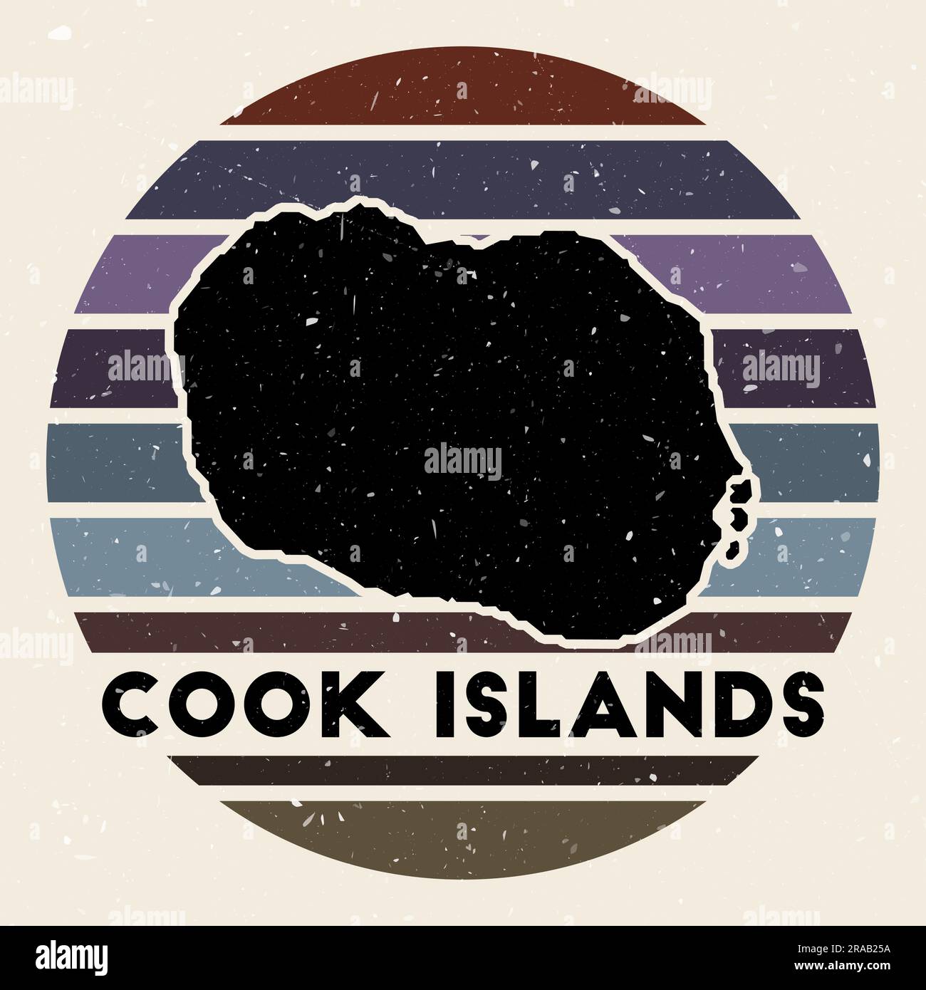 Cook Islands logo. Sign with the map of the island and colored stripes ...