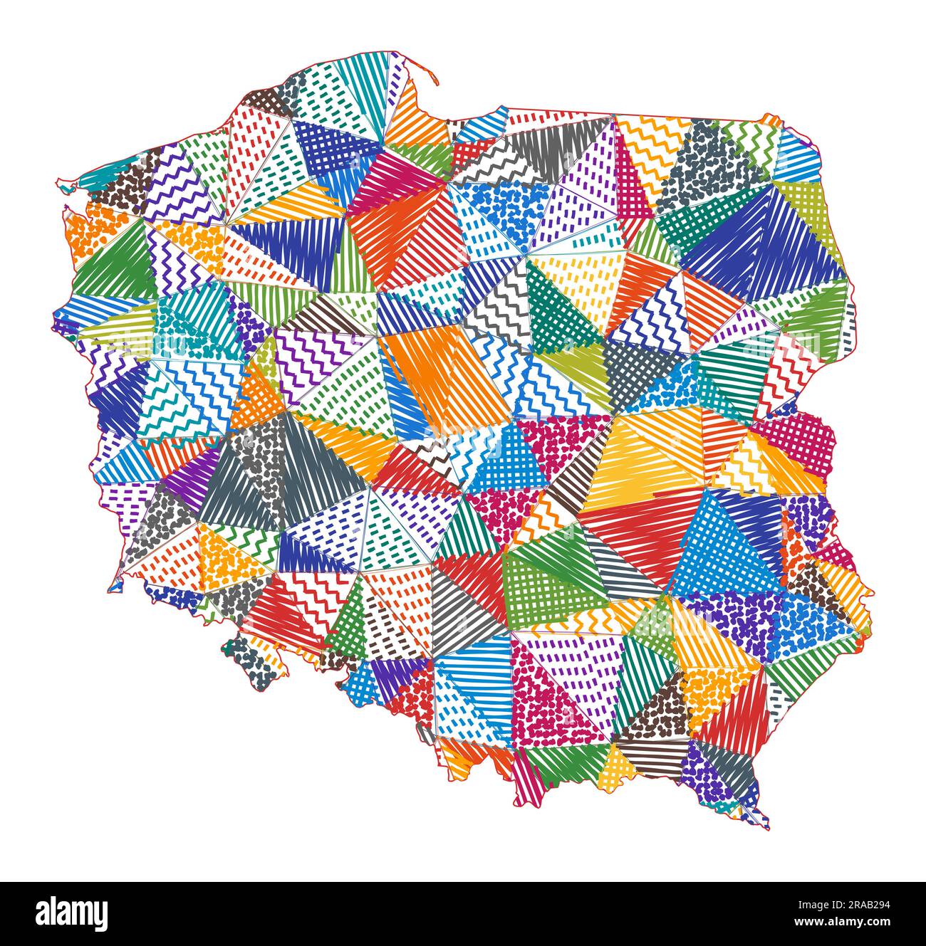 Kid style map of Poland. Hand drawn polygons in the shape of Poland ...