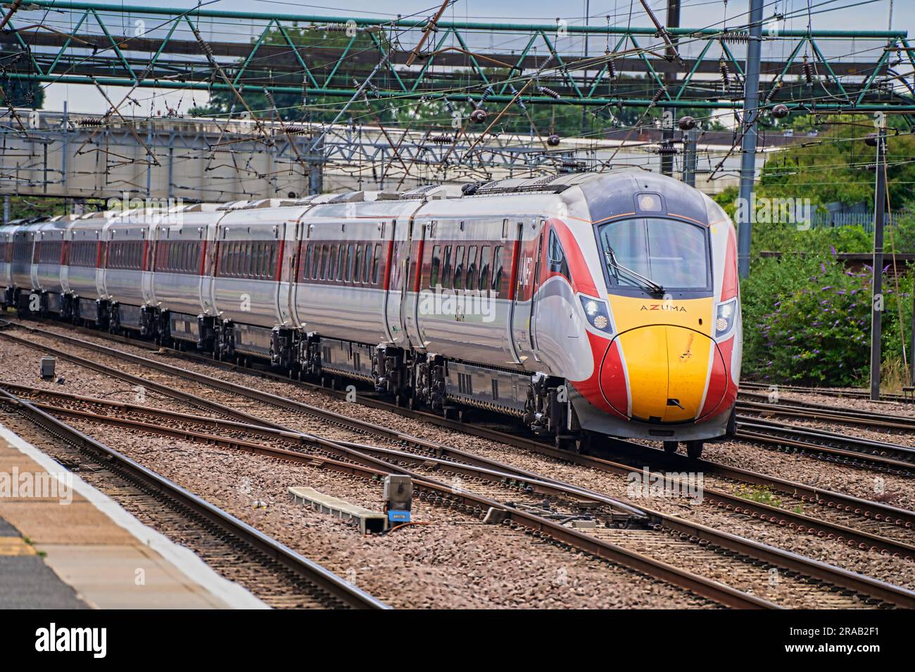 LNER Azuma railway on the East Coast Mainline, Doncaster Stock Photo ...