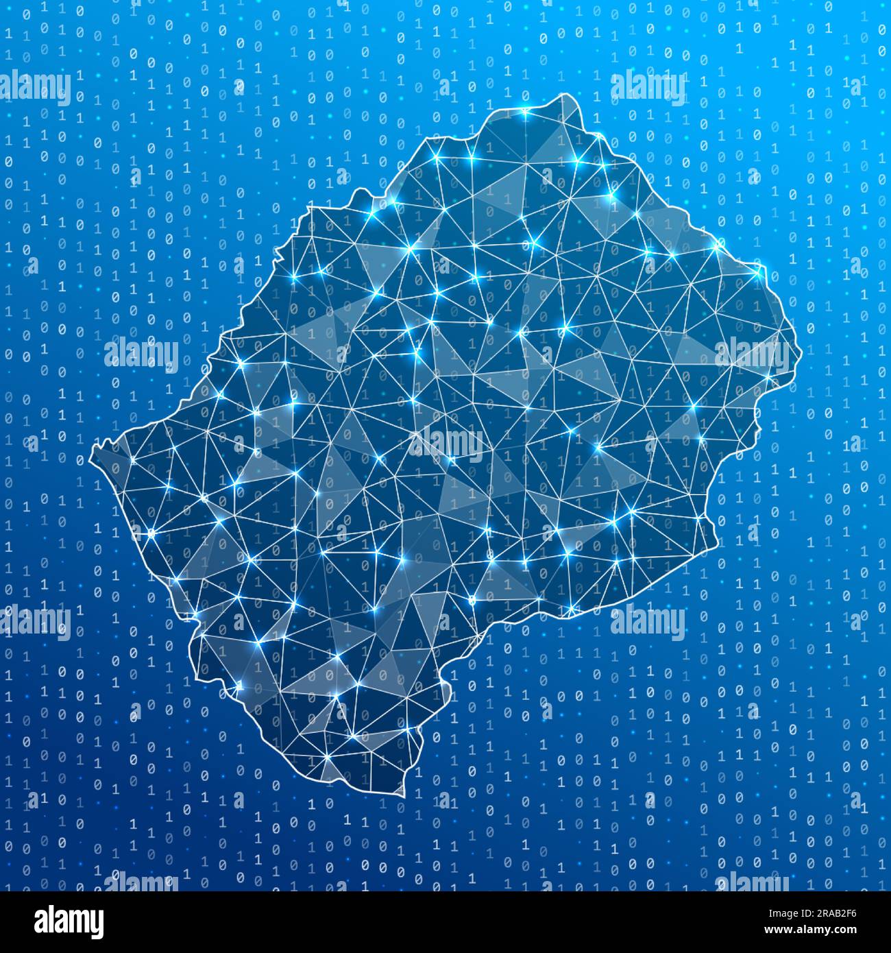 Network map of Lesotho. Country digital connections map. Technology ...