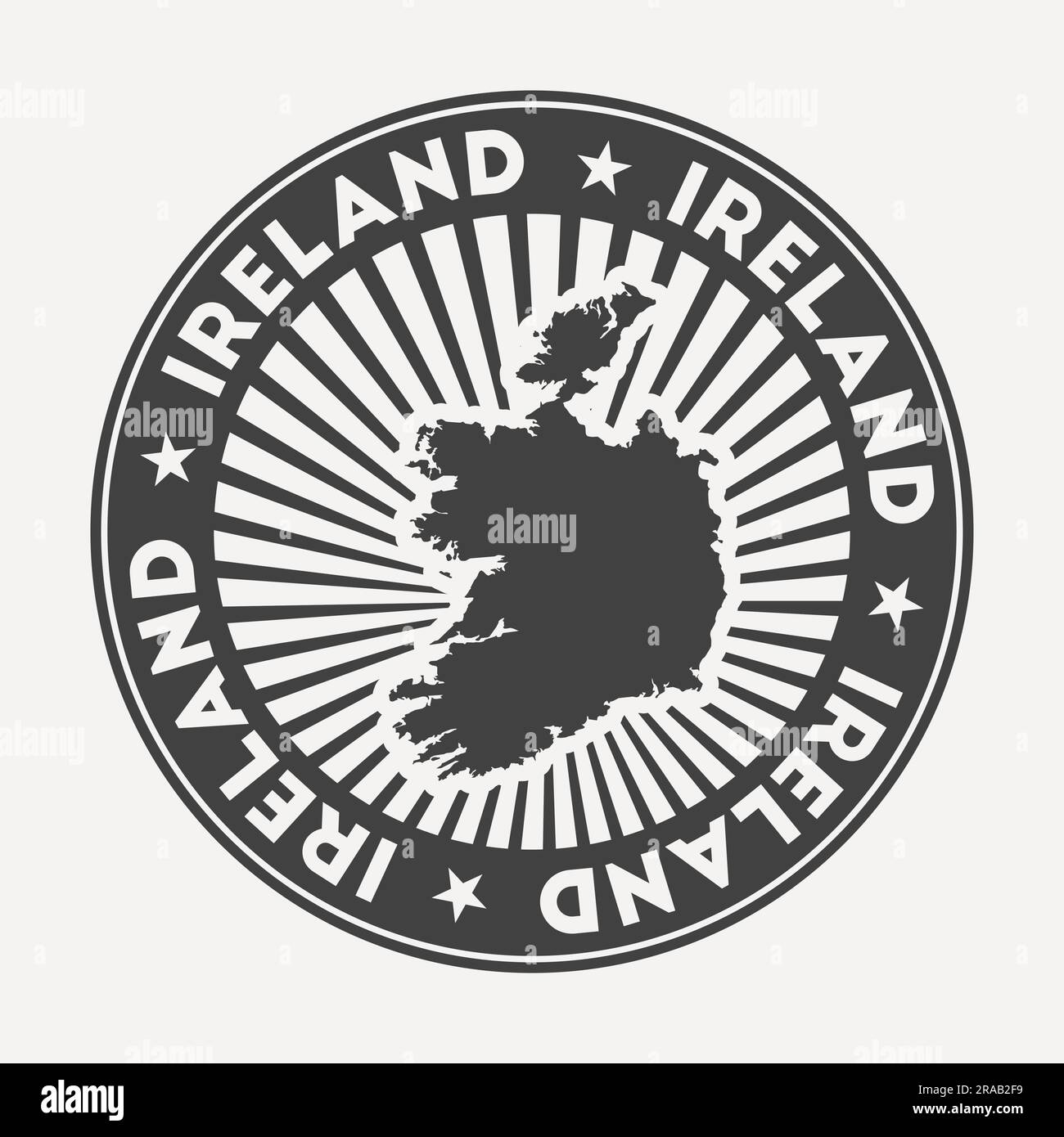 Ireland round logo. Vintage travel badge with the circular name and map ...