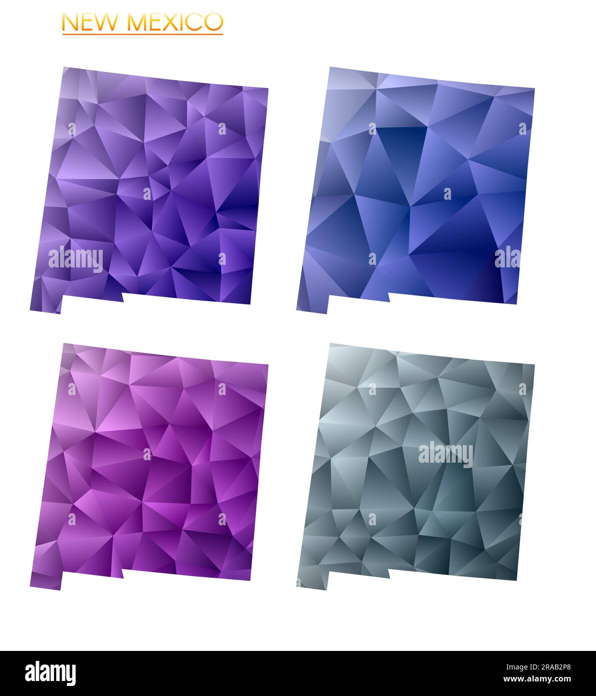 Set of vector polygonal maps of New Mexico. Bright gradient map of US ...