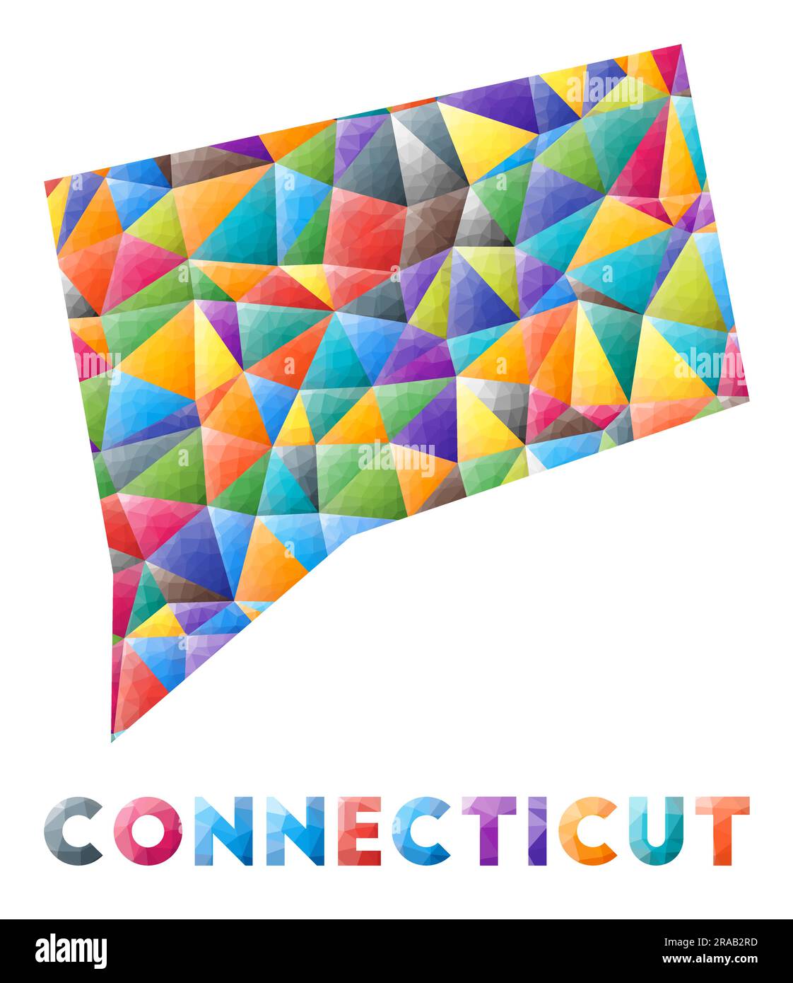Connecticut - colorful low poly us state shape. Multicolor geometric triangles. Modern trendy ...