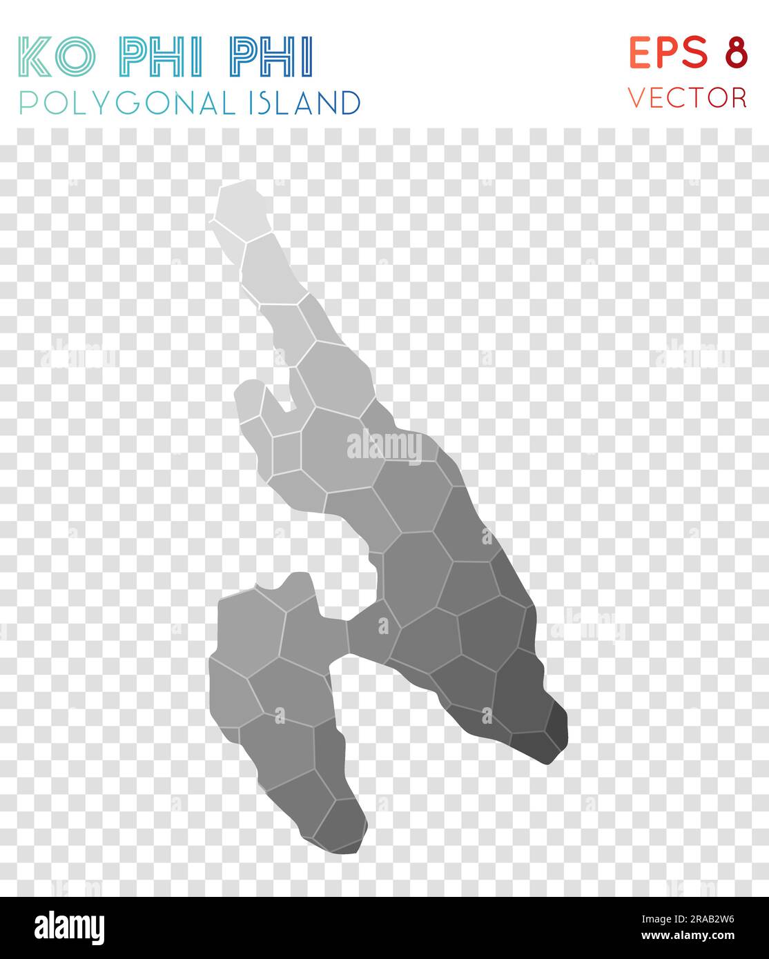Ko Phi Phi polygonal map, mosaic style island. Admirable low poly style ...