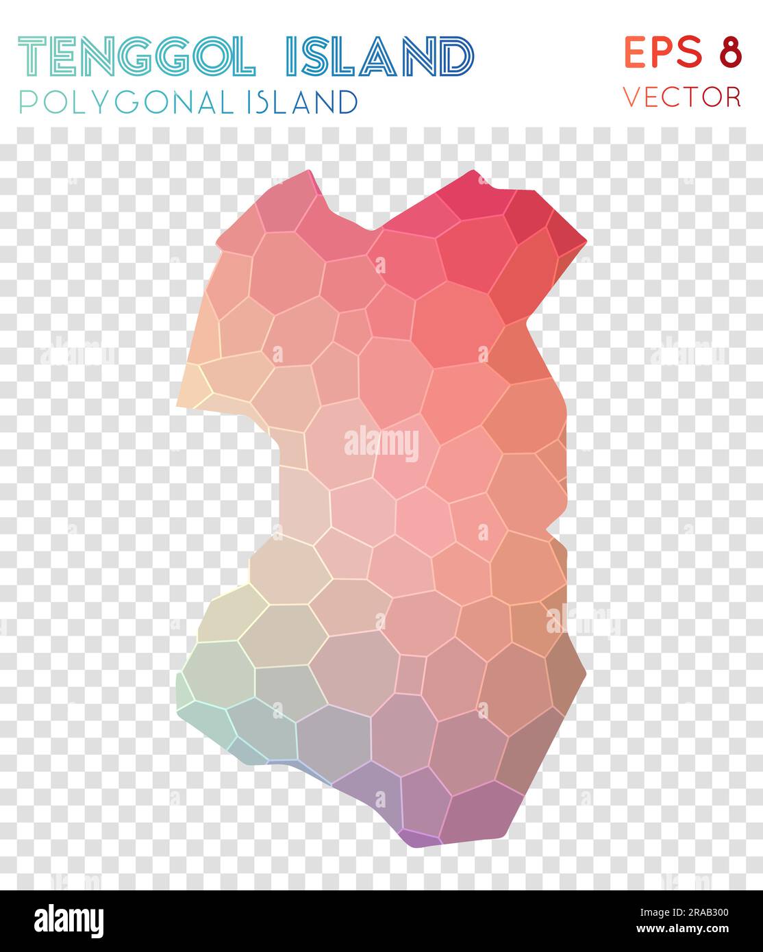 Tenggol Island polygonal map, mosaic style island. Popular low poly ...