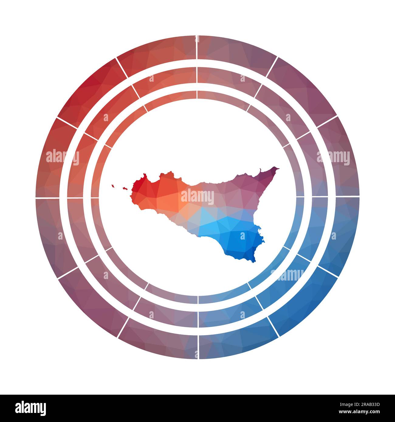 Sicilia badge. Bright gradient logo of island in low poly style ...