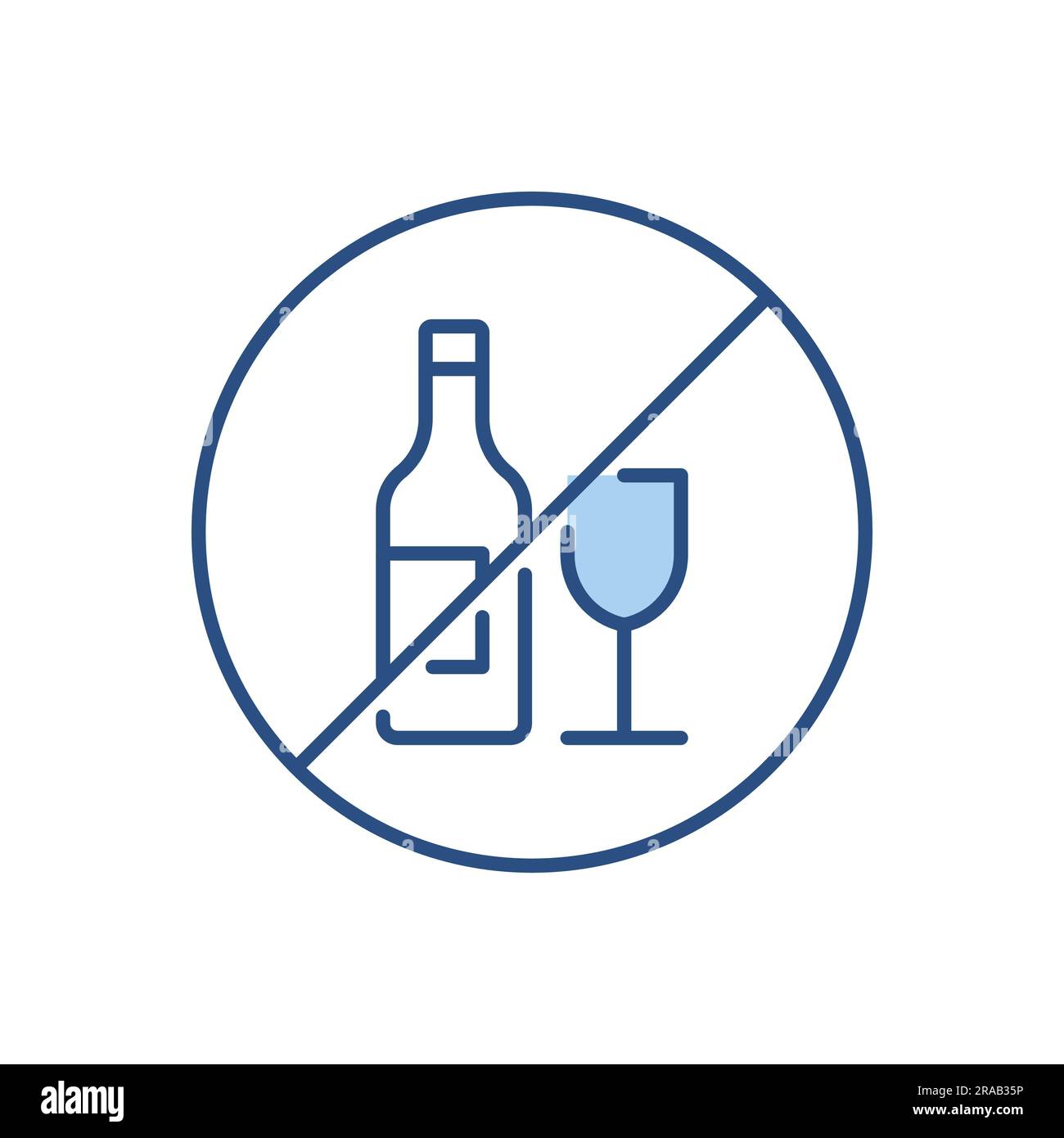 No alcohol sign related vector icon. Bottle of wine and glass in ...