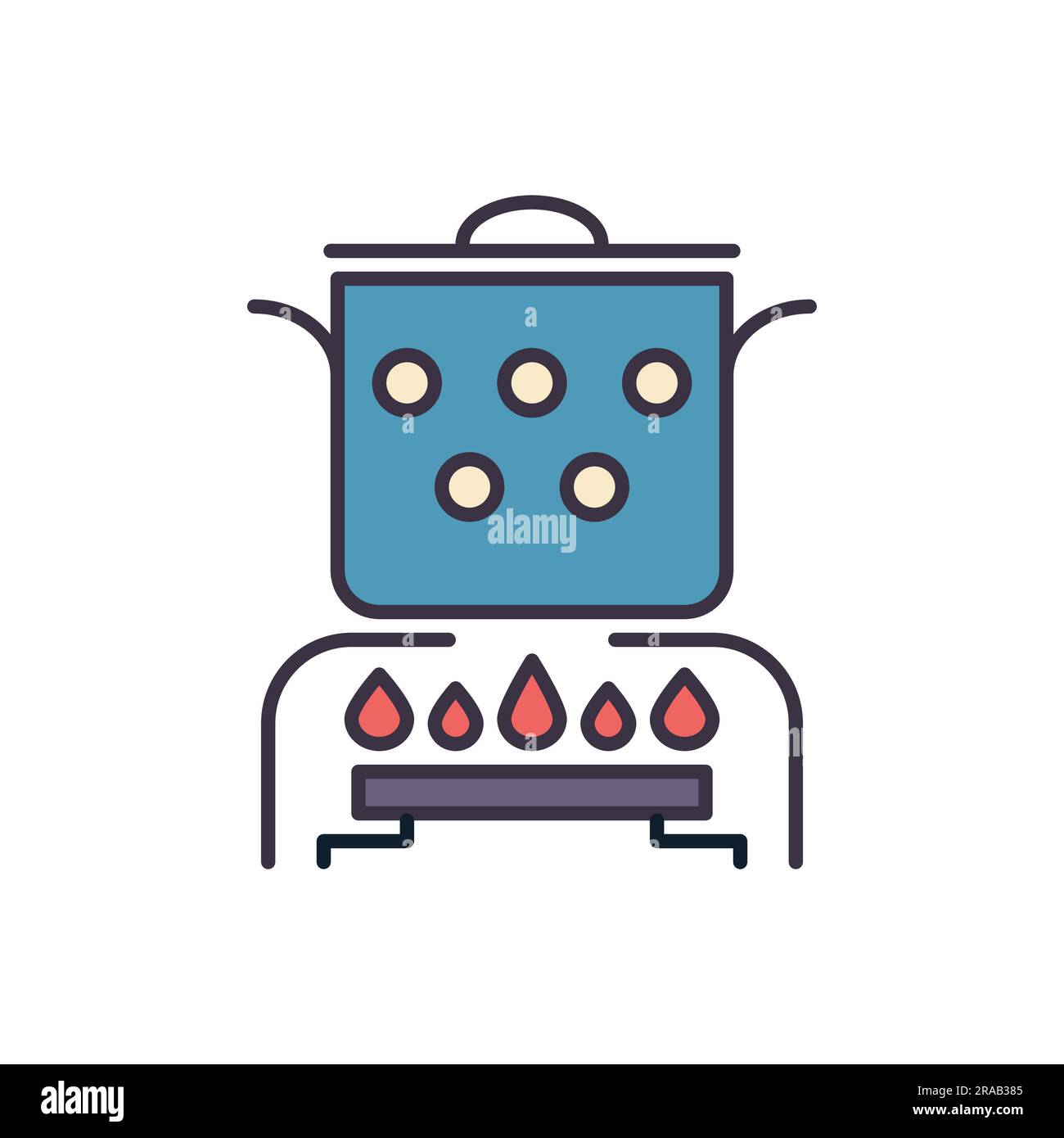 Hot cooking food related vector icon. The pan is on the gas burner. Hot ...
