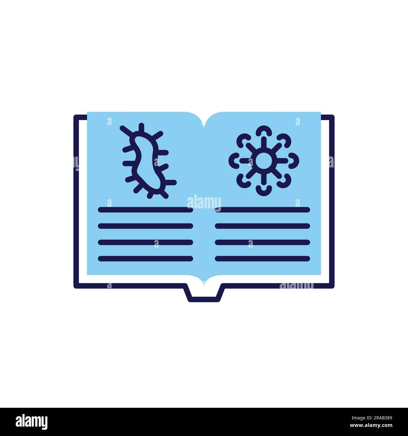 Knowledge of virology related vector icon. Open book with virus ...