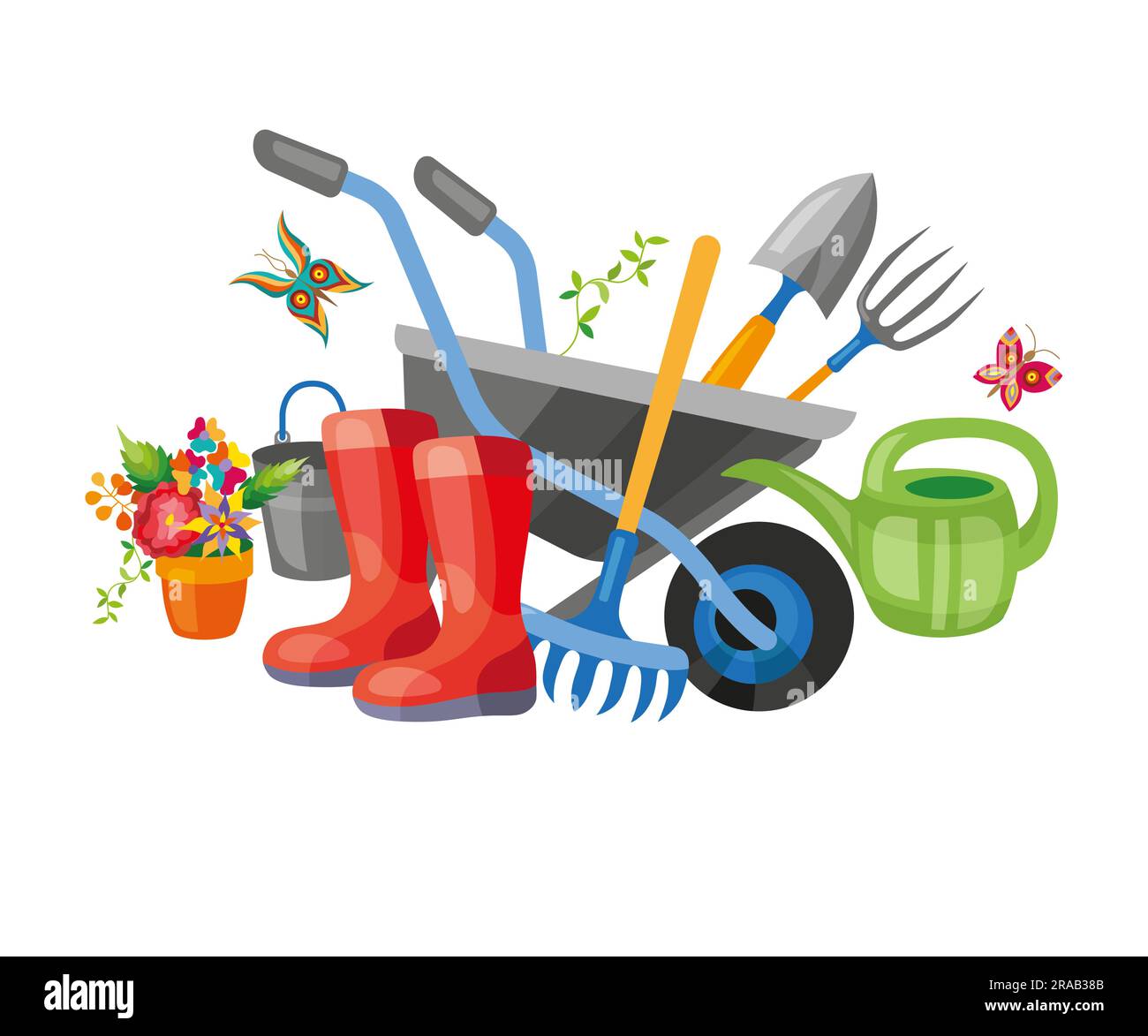 Spring gardening. Garden icon set. Vintage poster Stock Vector Image ...