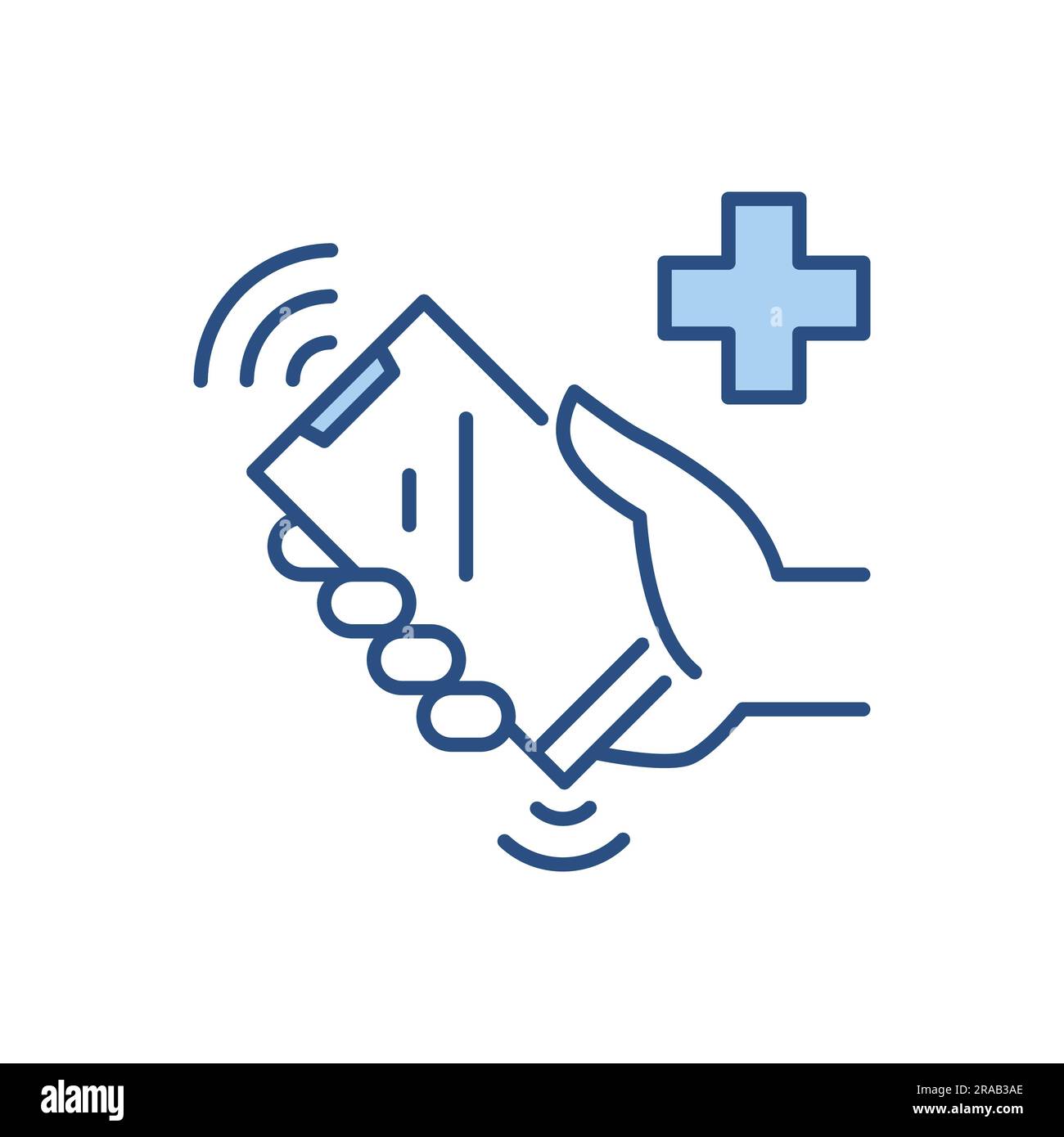 Call Doctor related vector icon. Hand holds a ringing phone with a ...