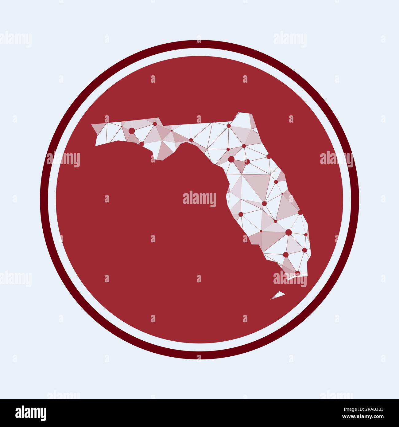 Florida icon. Trendy tech logo of the US state. Geometric mesh round ...