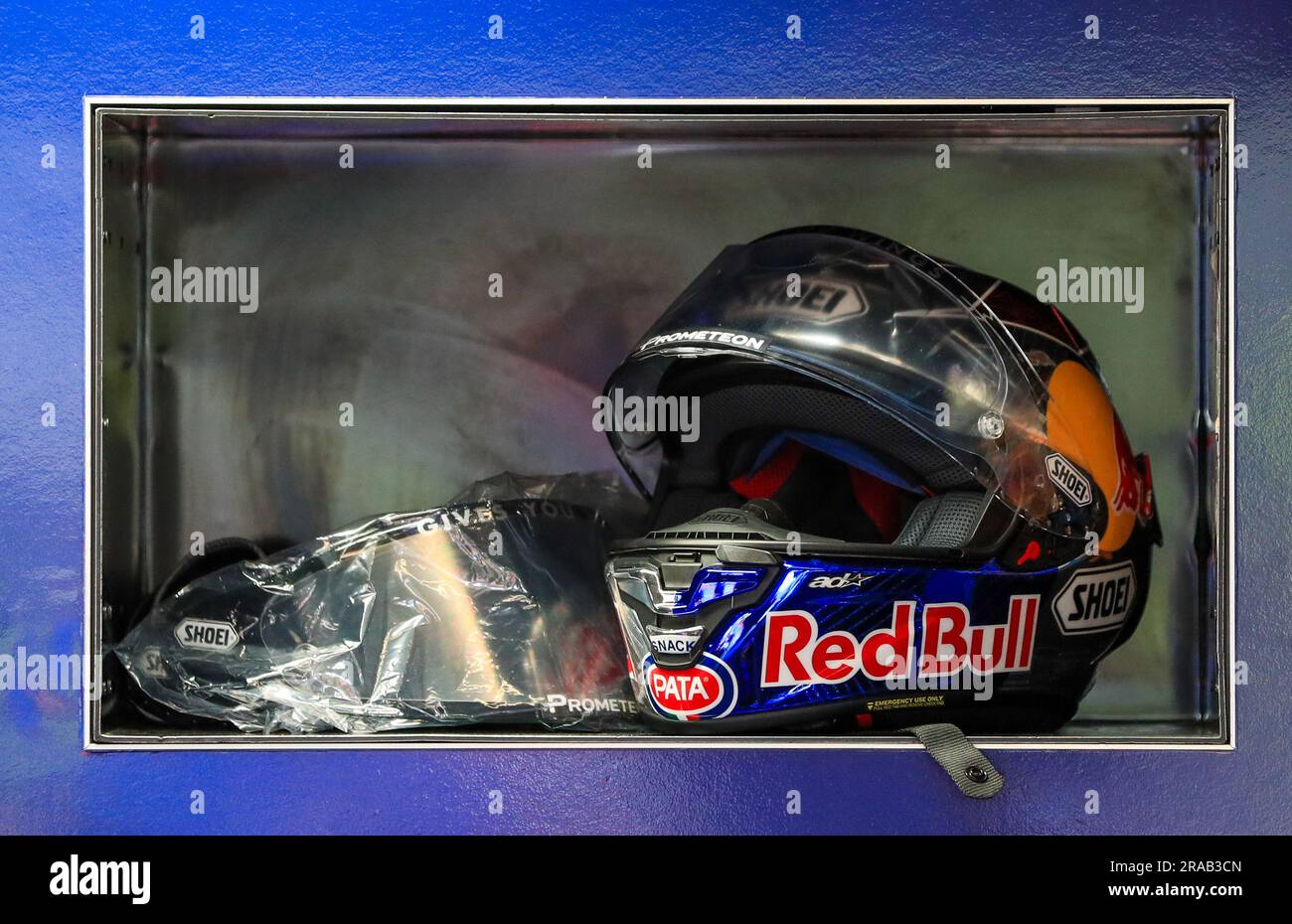 The helmet of Pata Yamaha Prometeon rider Toprak Razgatiloglu in his ...