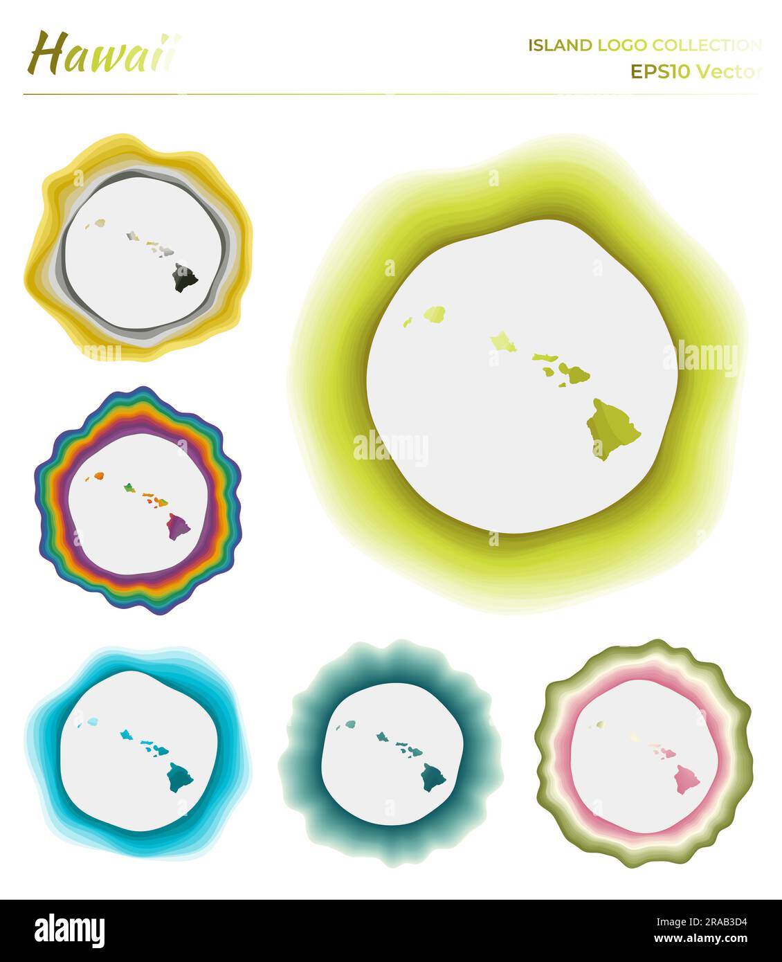 Hawaii logo collection. Colorful badge of the island. Layers around ...