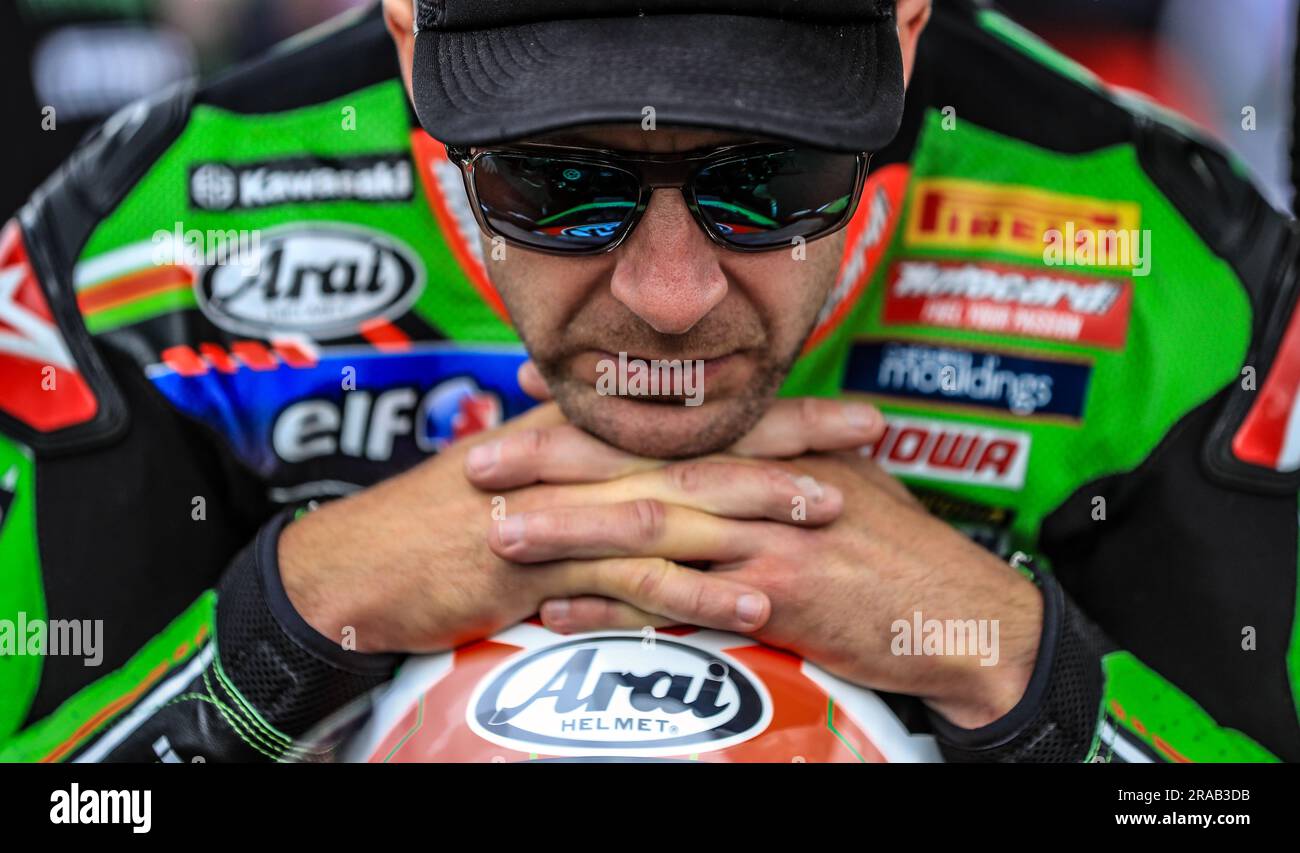 Kawasaki Racing rider Johnathan Rea on the grid ahead of the World SBK ...