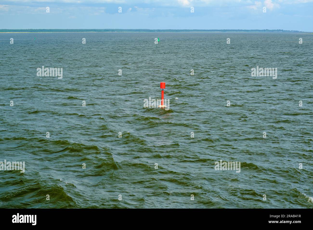Ship road with red and green buoy in the sea. Safe movement at sea ...