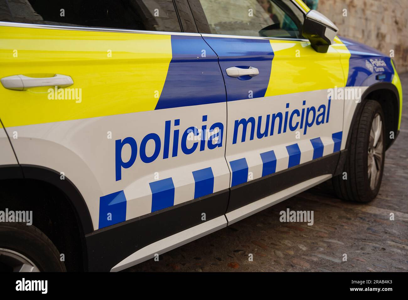 Girona, spain; May 20, 2023. Police car protecting the citizen. Public ...